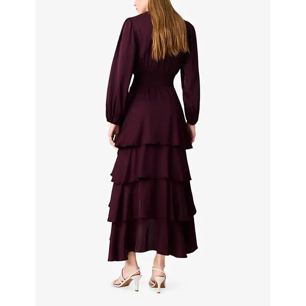 Maje Ruffled Tie-neck Woven Maxi Dress