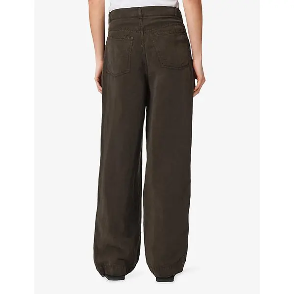 ALLSAINTS Phi Wide-leg Linen-blend Trousers - Dark Brown