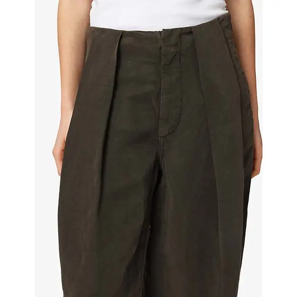 ALLSAINTS Phi Wide-leg Linen-blend Trousers - Dark Brown