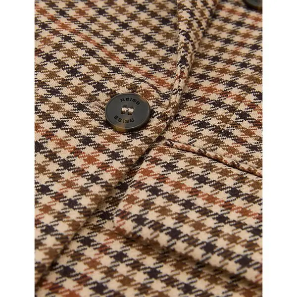 REISS Willow Houndstooth Double-breasted Wool Blazer