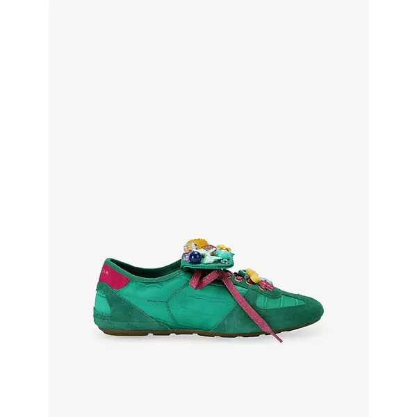 Kurt Geiger Wembley Satin And Suede Trainers