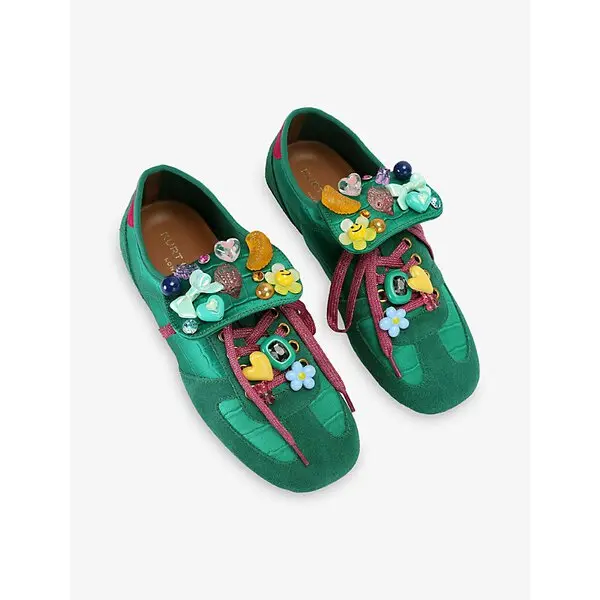 Kurt Geiger Wembley Satin And Suede Trainers
