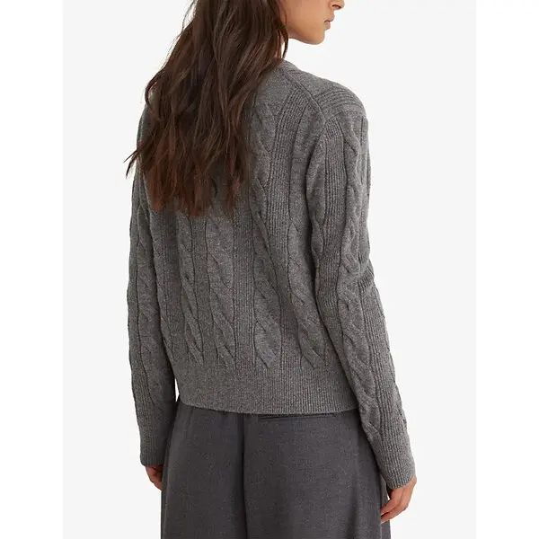 REISS Elowen Cashmere And Wool Cable-knit Cardigan