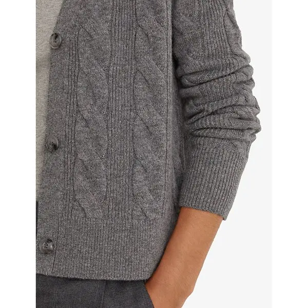 REISS Elowen Cashmere And Wool Cable-knit Cardigan