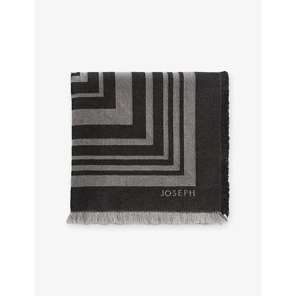 JOSEPH Neoma Striped Square Wool Scarf - Graphite/cement