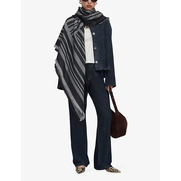 JOSEPH Neoma Striped Square Wool Scarf