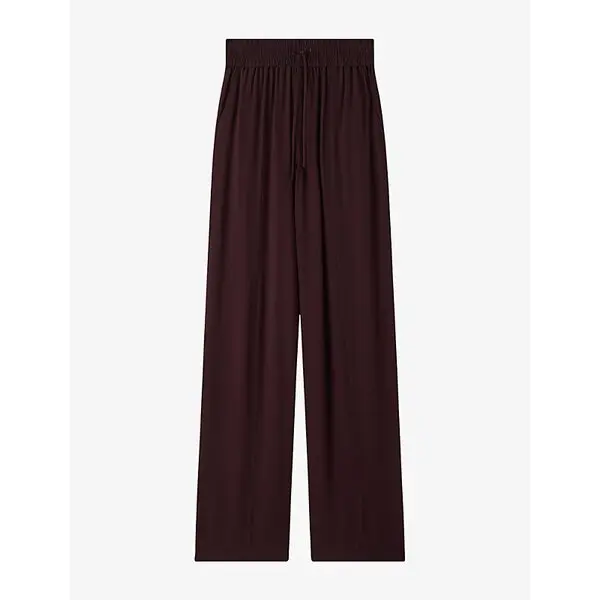 JOSEPH Dee Wide-leg Crepe Trousers - Mahogany