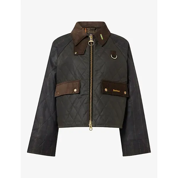 Barbour Quilted Waxed-cotton Jacket With Tartan Detail - Olive/classic