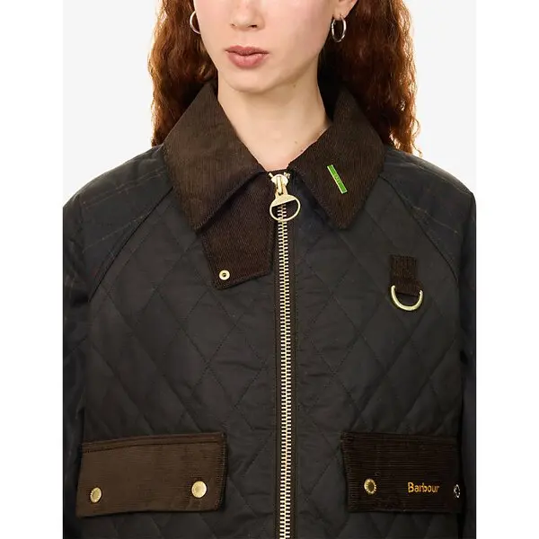 Barbour Quilted Waxed-cotton Jacket With Tartan Detail - Olive/classic