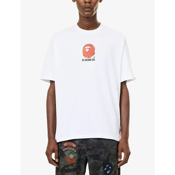A BATHING APE Strawberry Bathing Ape Relaxed Graphic Cotton-jersey T-shirt - White