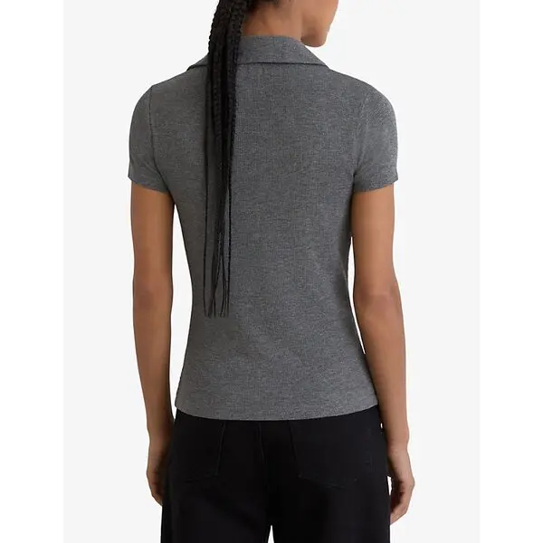 REISS Daria Scoop-neck Stretch-jersey Polo