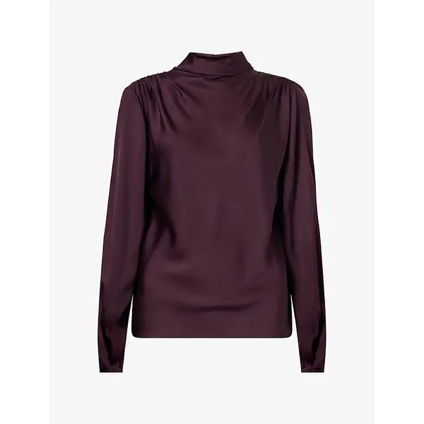 Vince Draped Cowl-neck Silk-blend Top - Blackberry
