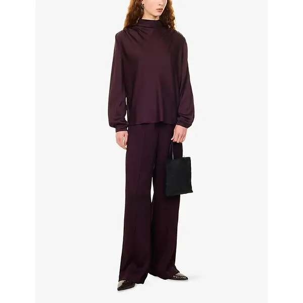 Vince Draped Cowl-neck Silk-blend Top
