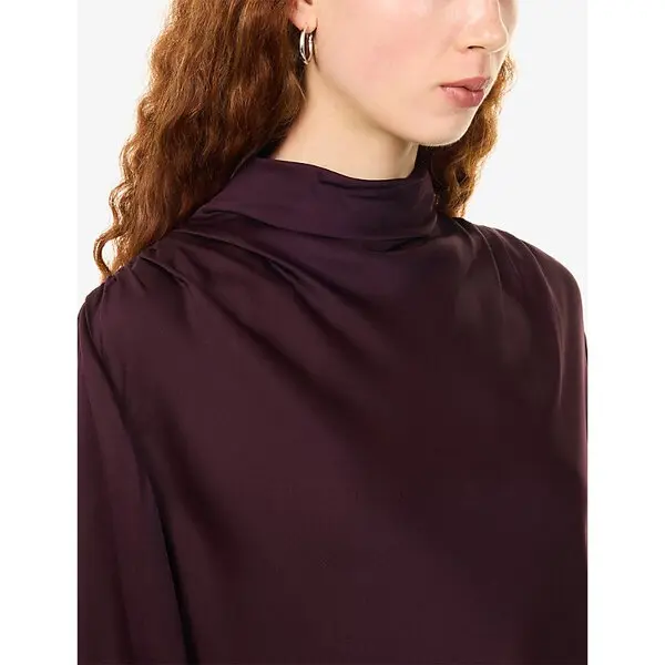 Vince Draped Cowl-neck Silk-blend Top