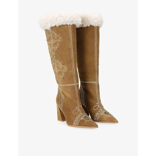Kurt Geiger Boho Fold-over Suede Knee-high Boots