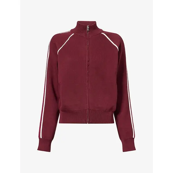 ADANOLA Stripe-trim Knit Track Jacket