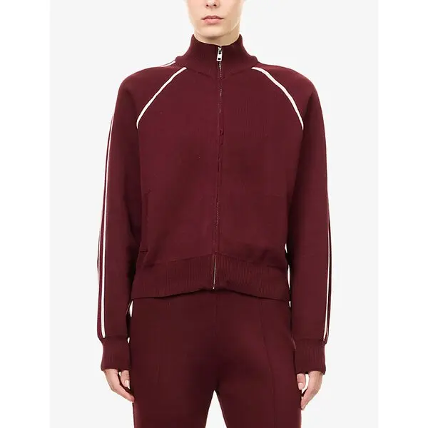 ADANOLA Stripe-trim Knit Track Jacket