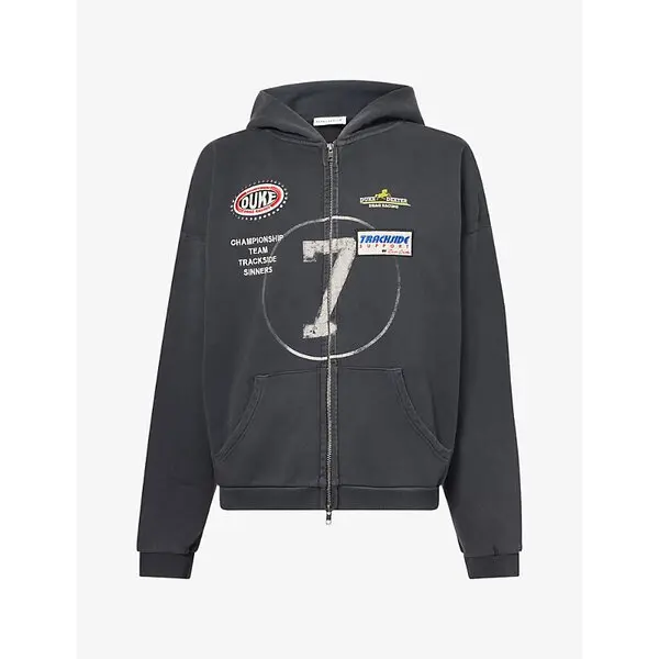 DUKE + DEXTER Dr4 Eat Dirt Washed Embroidered Cotton Hoody - Black