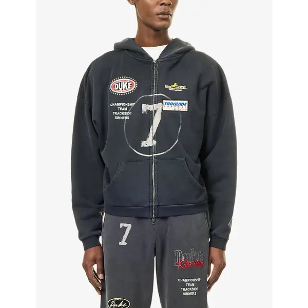 DUKE + DEXTER Dr4 Eat Dirt Washed Embroidered Cotton Hoody
