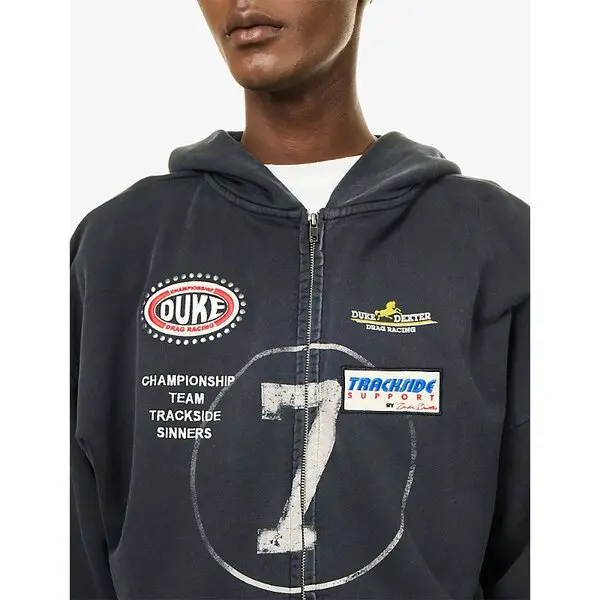 DUKE + DEXTER Dr4 Eat Dirt Washed Embroidered Cotton Hoody