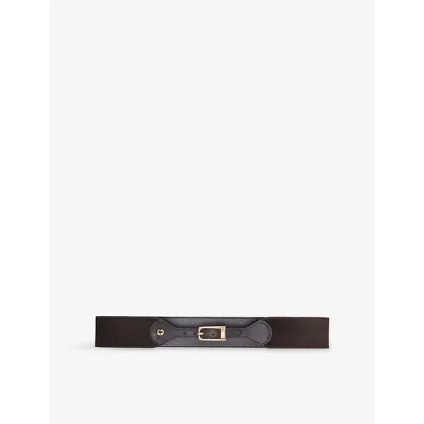 Maje Corset Leather And Suede Belt - Dark Brown