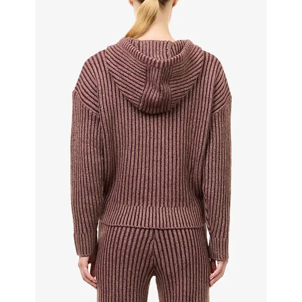 ADANOLA Logo-plaque Zip Ribbed Knit Hoody