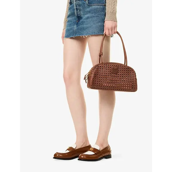 Miu Miu Beau Woven Leather Shoulder Bag