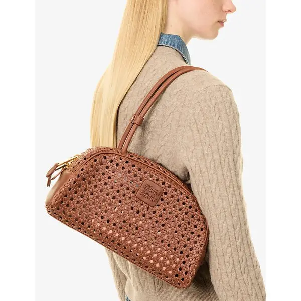 Miu Miu Beau Woven Leather Shoulder Bag
