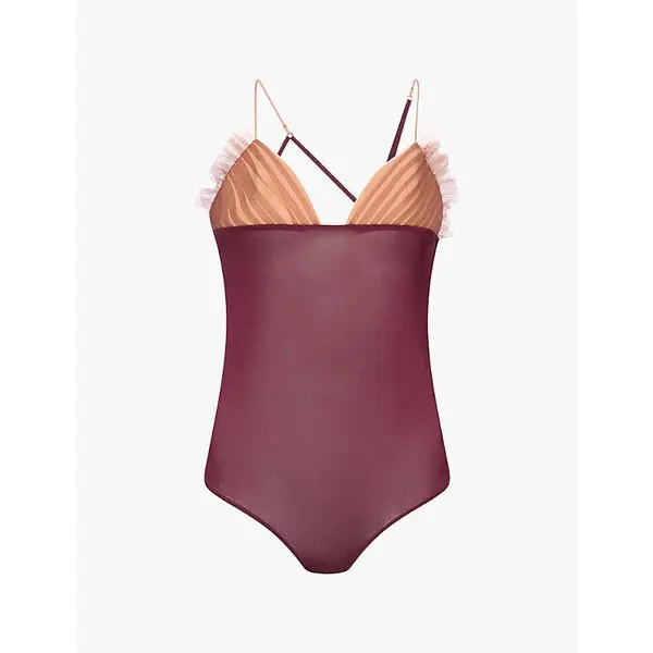 NENSI DOJAKA Pleated Bra Mesh Top