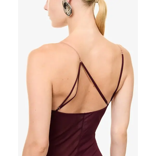 NENSI DOJAKA Pleated Bra Mesh Top