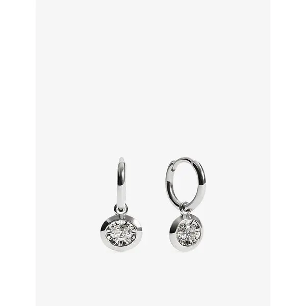 Monica Vinader Oval Sterling And Lab Grown Diamond Huggie Earrings - Silver