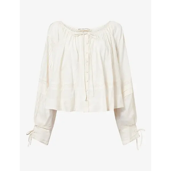 Free People La Lune Cotton Blouse - Tofu
