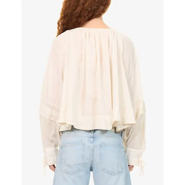 Free People La Lune Cotton Blouse - Tofu