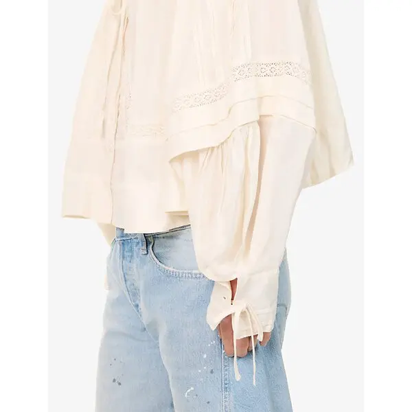 Free People La Lune Cotton Blouse - Tofu