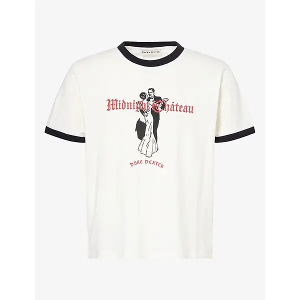 DUKE + DEXTER Mc Dancers Vintage Studded Graphic-print Cotton T-shirt - White