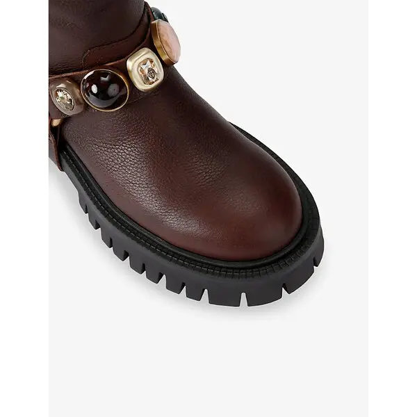 Kurt Geiger Ophelia Buckle Leather Biker Boots