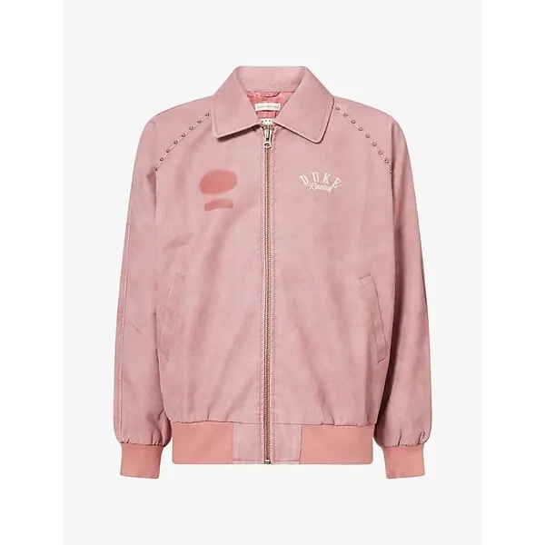 DUKE + DEXTER Dr4 Sunfaded Studded Faux-leather Bomber Jacket - Rose