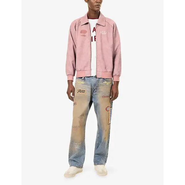 DUKE + DEXTER Dr4 Sunfaded Studded Faux-leather Bomber Jacket