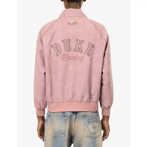 DUKE + DEXTER Dr4 Sunfaded Studded Faux-leather Bomber Jacket