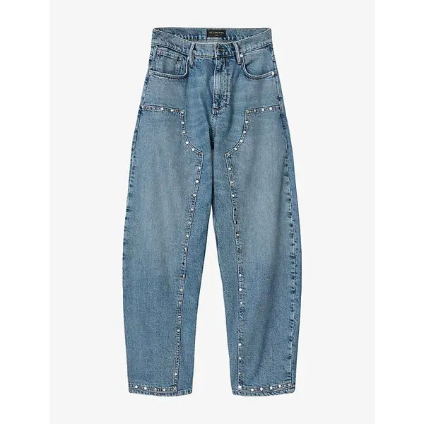 ALLSAINTS Sadie Stud Barrel-leg Stretch-denim Jeans - Light Indigo
