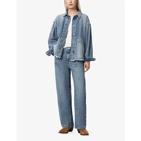 ALLSAINTS Sadie Stud Barrel-leg Stretch-denim Jeans