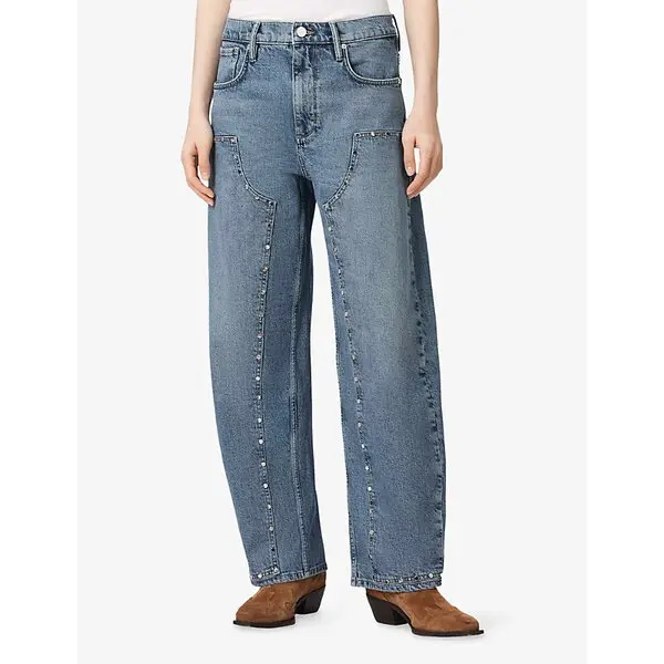 ALLSAINTS Sadie Stud Barrel-leg Stretch-denim Jeans