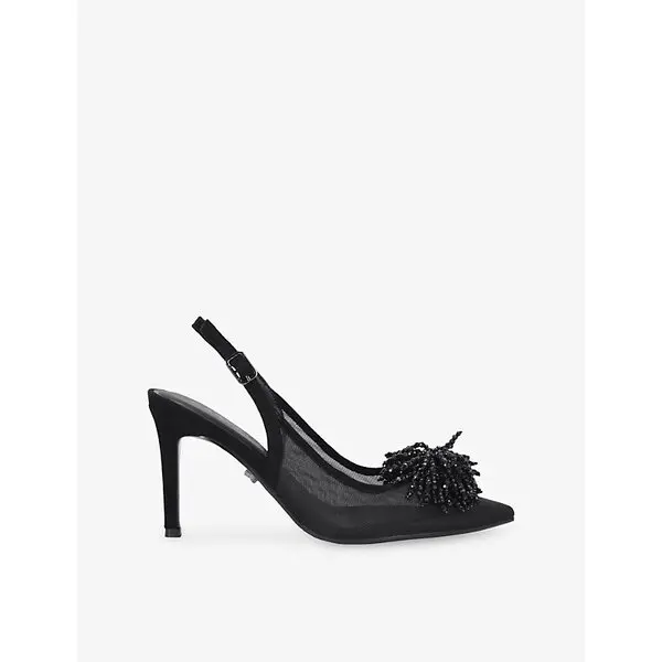 Carvela Lucia Woven Sling-back Courts - Black