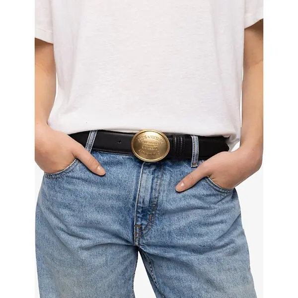 Zadig&Voltaire Colter Oval Logo-engraved Leather Belt
