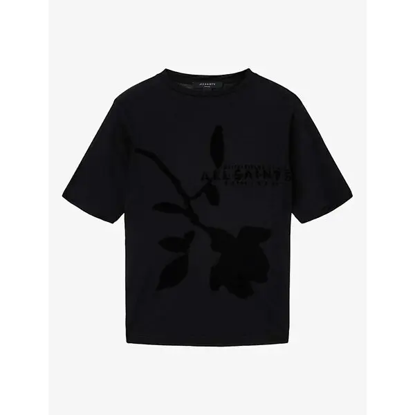 ALLSAINTS Athea Sheer Graphic-print Woven T-shirt - Black