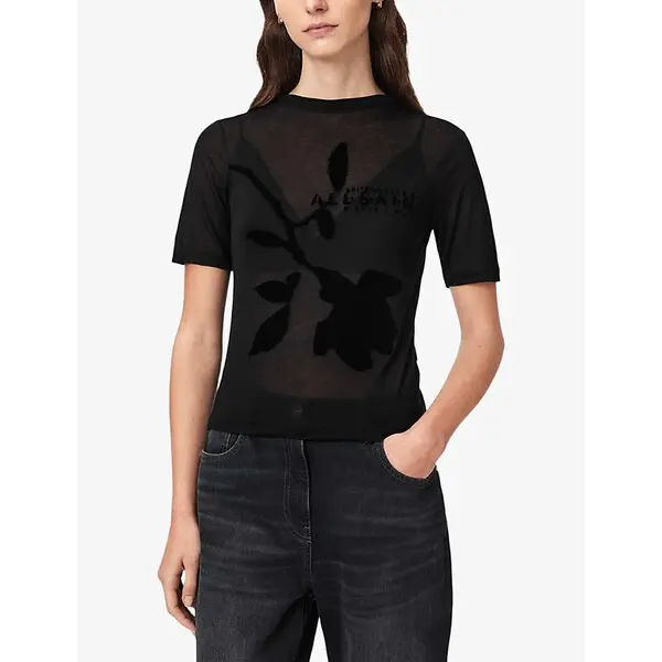 ALLSAINTS Athea Sheer Graphic-print Woven T-shirt