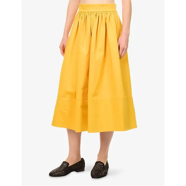 Max Mara Fitted-waist Gathered Cotton Midi Skirt