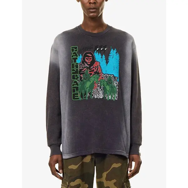A BATHING APE Military Graphic Waffle Cotton-jersey T-shirt - Charcoal