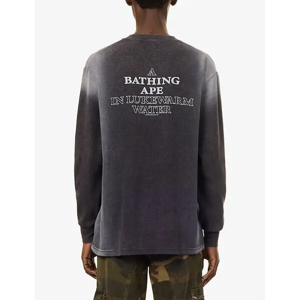 A BATHING APE Military Graphic Waffle Cotton-jersey T-shirt - Charcoal