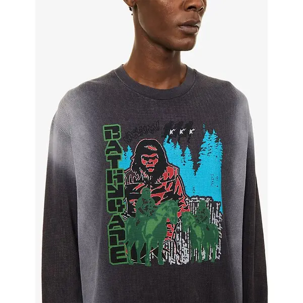A BATHING APE Military Graphic Waffle Cotton-jersey T-shirt - Charcoal